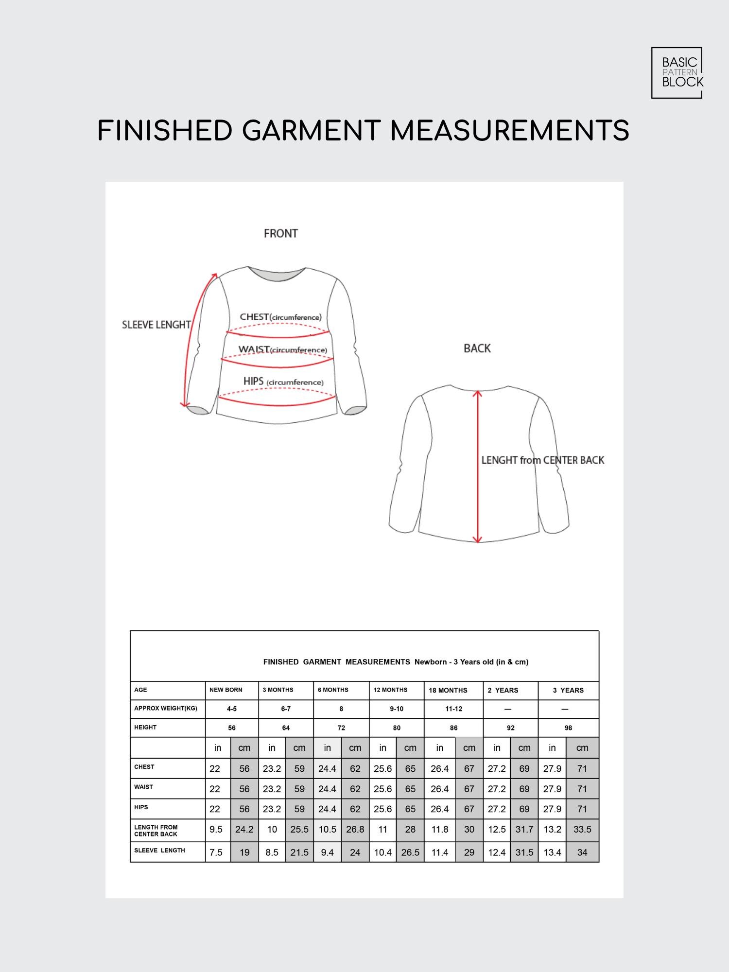 Infant Bodice Sewing Pattern Block • Baby Top & Pants (PDF Download ...