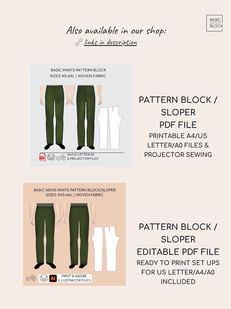 Pdf Mens Barrel Pants Sewing Pattern • Baggy Fit Trousers • Sizes XXS ...