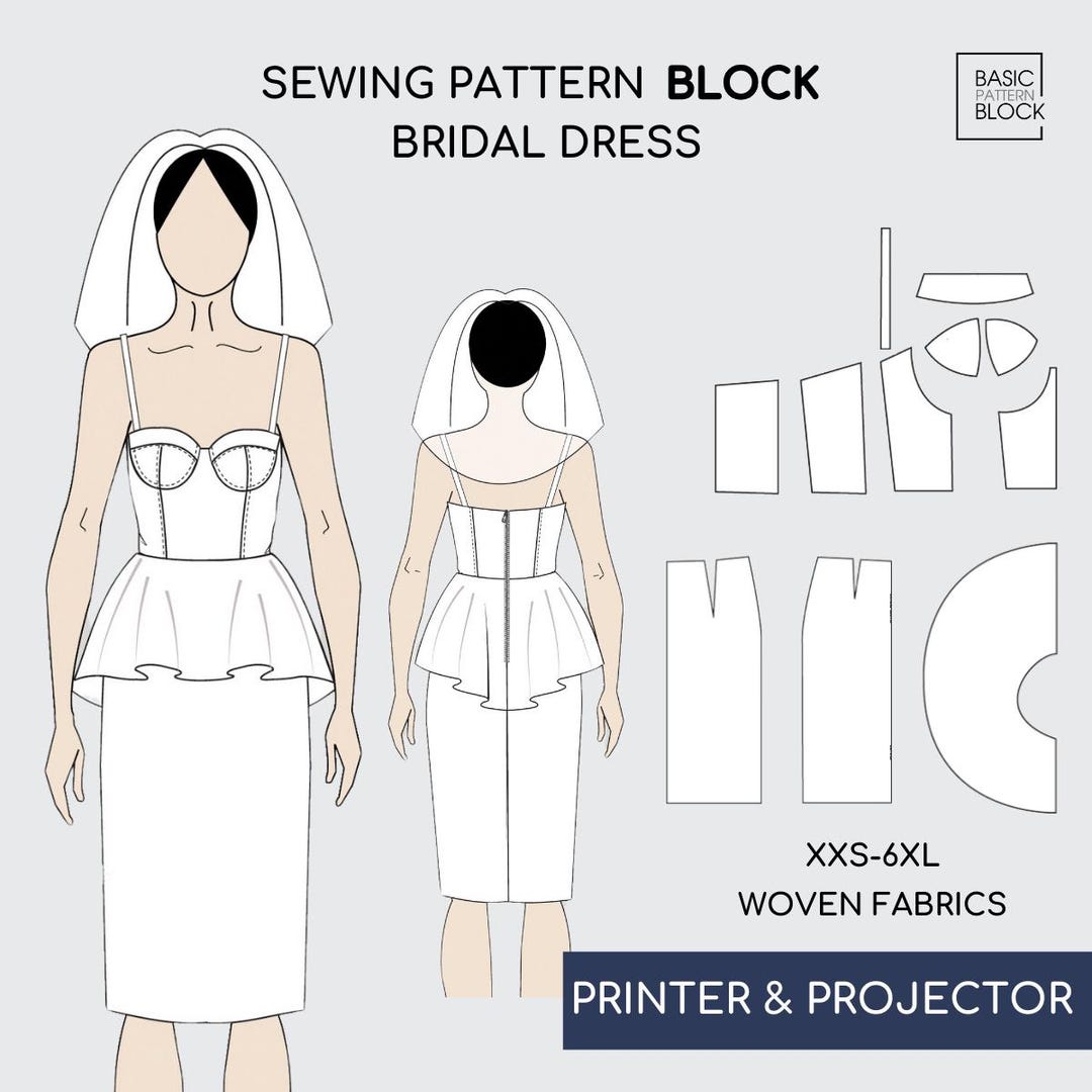 Bridal Corset Dress PDF Sewing Pattern Blocks • Bustier Bodice, Sizes ...