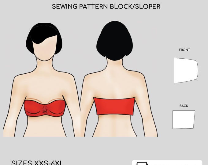 Strapless Top Sewing Pattern Instant PDF Download Multi Size Womens 1950s Bodice - Etsy Australia