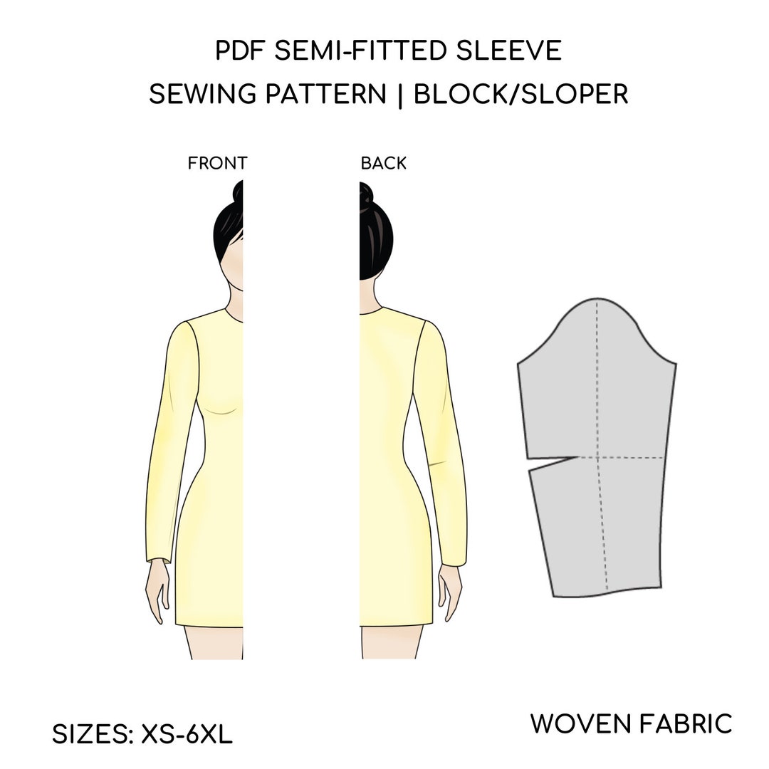 Pdf Semi Fitted Sleeve Sewing Pattern Block Long Sleeve Sewing Pattern ...