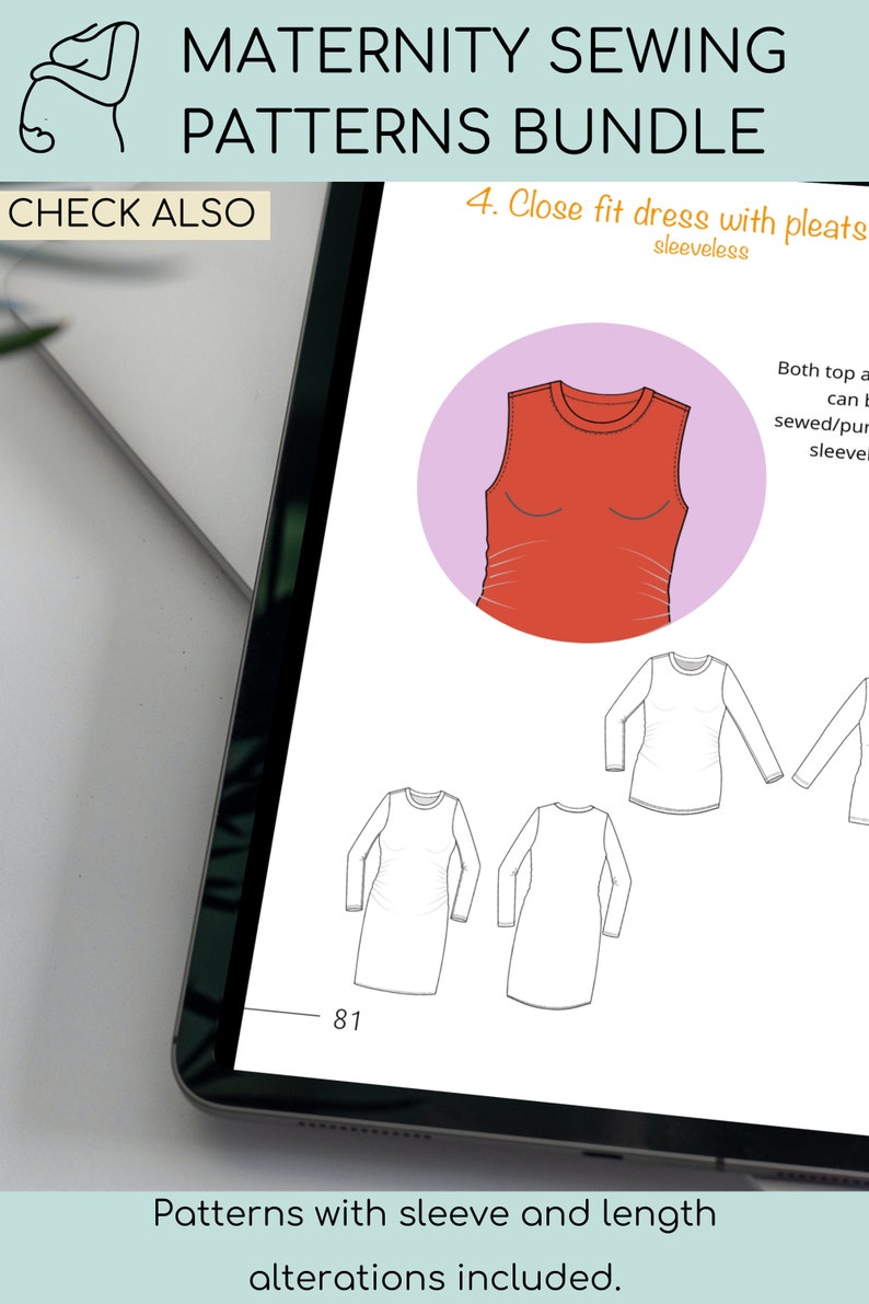 Maternity Bodysuit Sewing Pattern • Knitted Pregnancy Catsuit (PDF ...