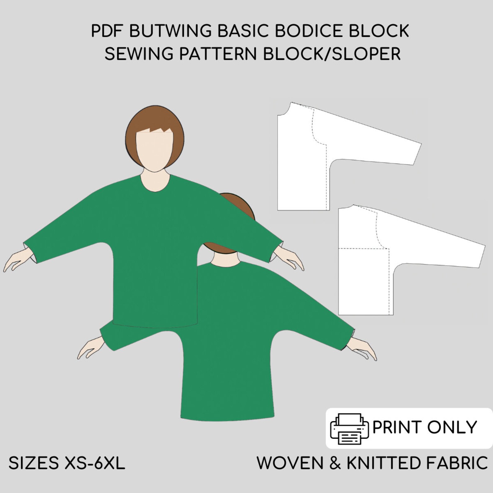 Batwing Top Pattern Block, Top Sewing Pattern, Blouse PDF, Cute Top ...