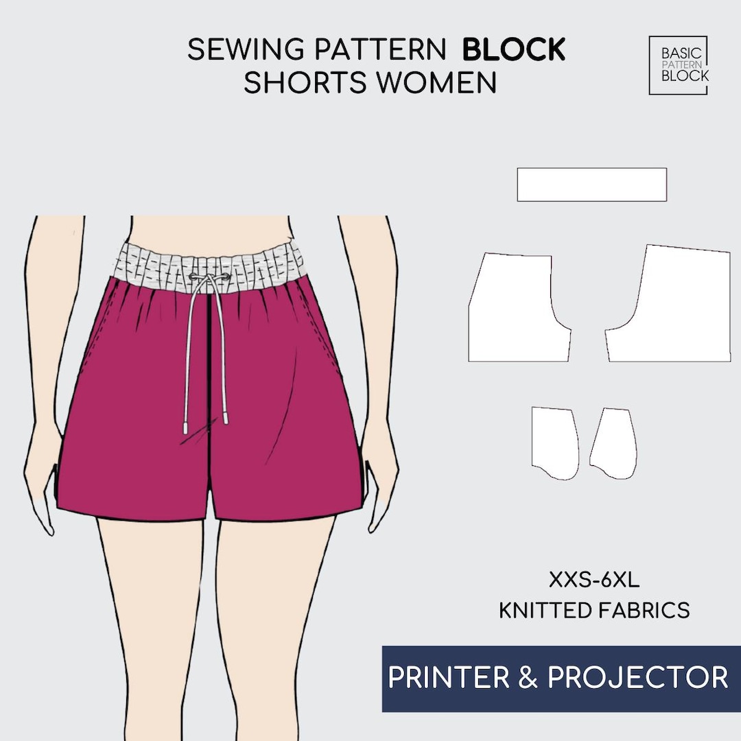 PDF Workout Sweat Shorts | Printable Pdf Sewing Pattern Block | Instant ...