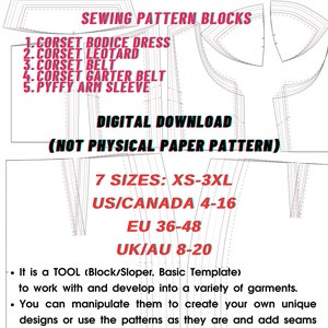 5 Pdf Corset Bodice Sewing Patterns Blocks Bustier Bodysuit/leotard ...