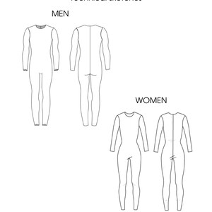 Mens & Womens Bodysuit Seamless No Front Seam Pdf Sewing Pattern Sloper ...