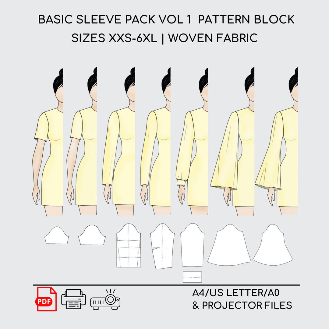 PDF Sleeve Sewing Pattern Pack Vol 1 | Women Basic Sleeve Sewing Bundle ...