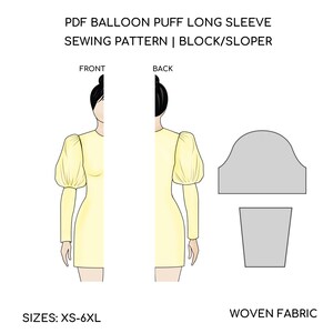 PDF Balloon Puffy Long Sewing Pattern Block Easy Puff Sleeve Sewing ...