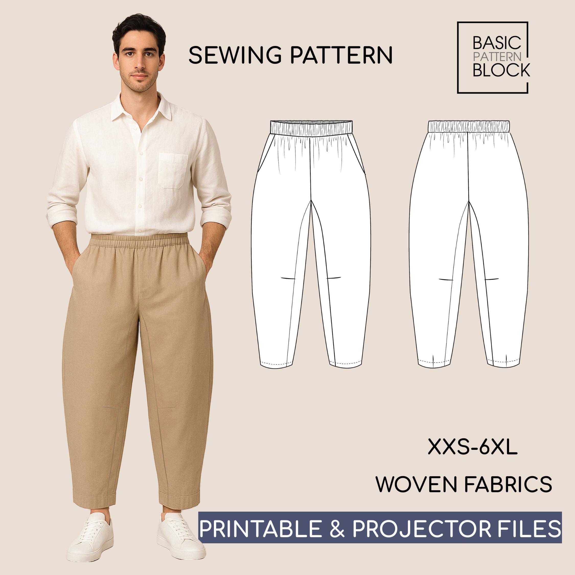 Pdf Mens Barrel Pants Sewing Pattern • Baggy Fit Trousers • Sizes XXS ...
