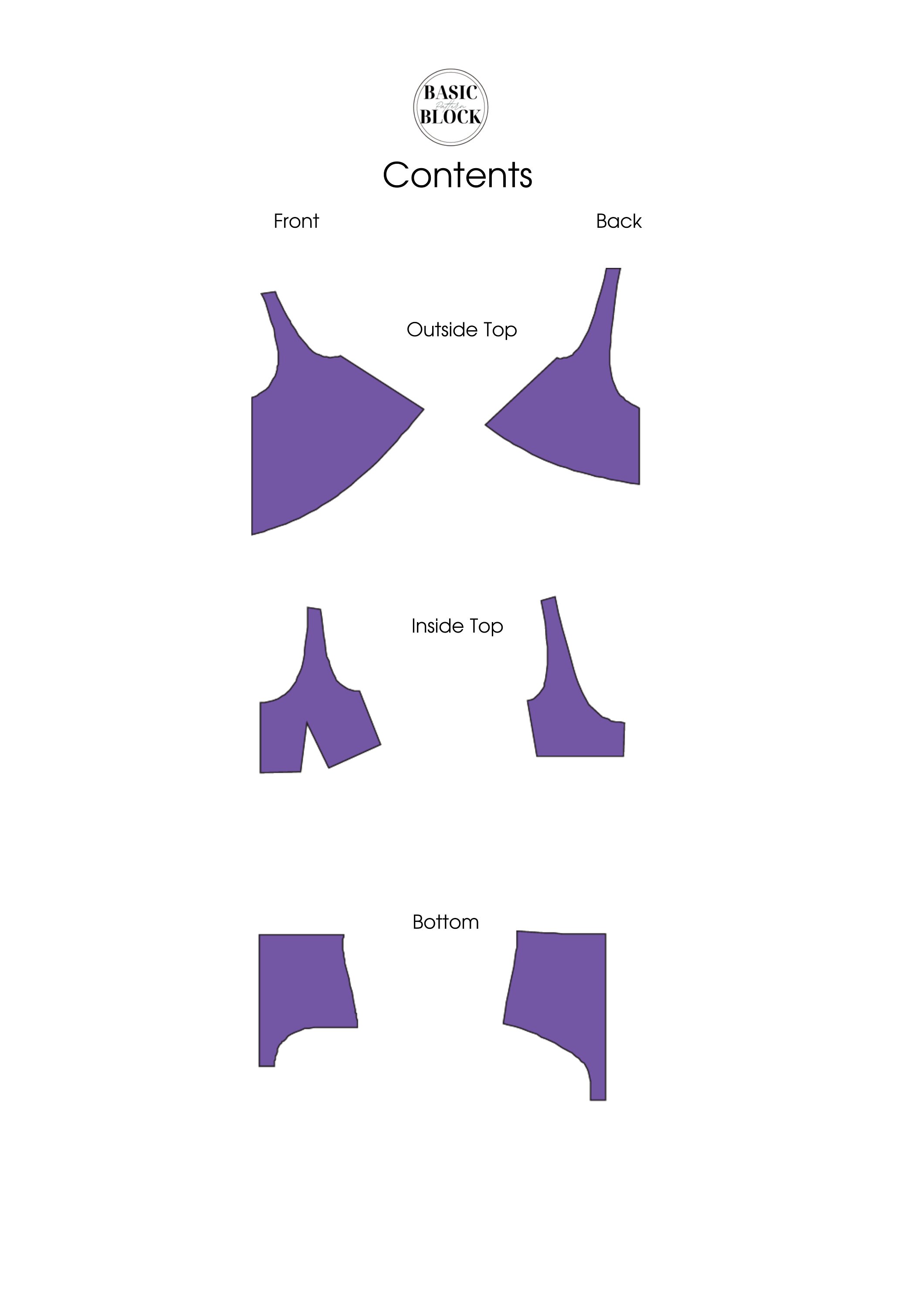 Tankini Swimsuit Sewing Pattern Blocks • Two-piece Set • Plus Size (PDF ...
