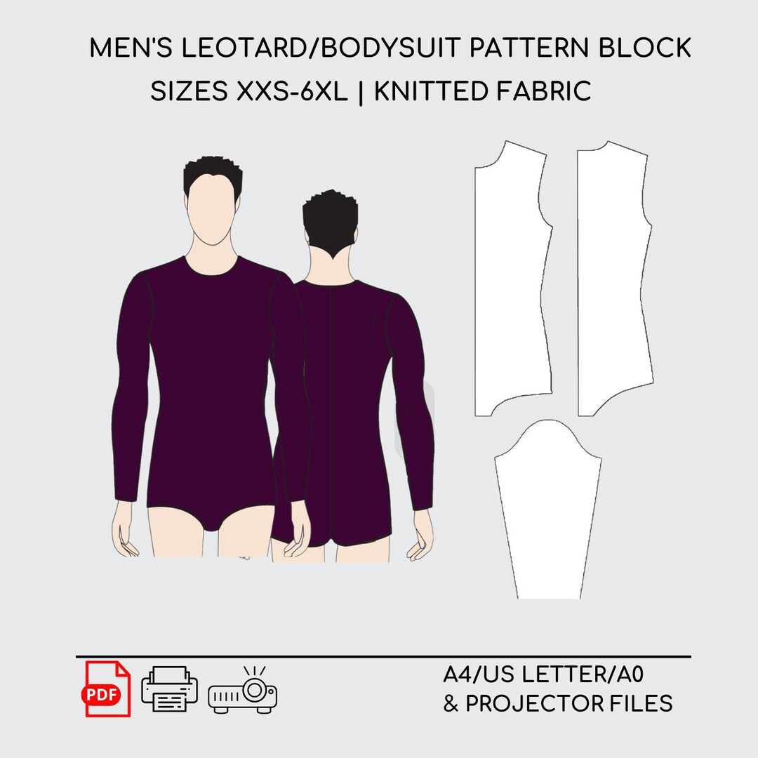 Pdf Men's Leotard, Men's Bodysuit Pattern | Basic Men's Pdf Block ...