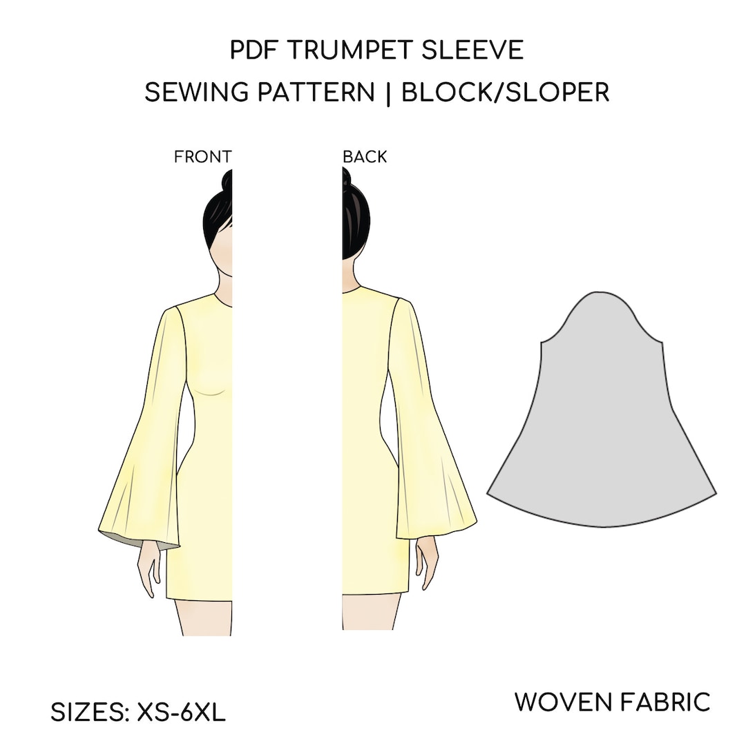 PDF Trumpet Sleeve Sewing Pattern Block Long Sleeve Sewing Pattern ...