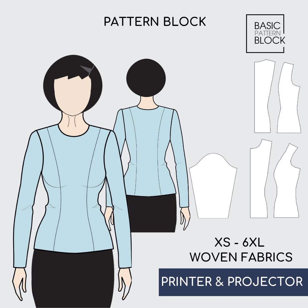 Pdf Princess Seam Torso (dress) Pattern Block | Sloper Pattern Pdf ...