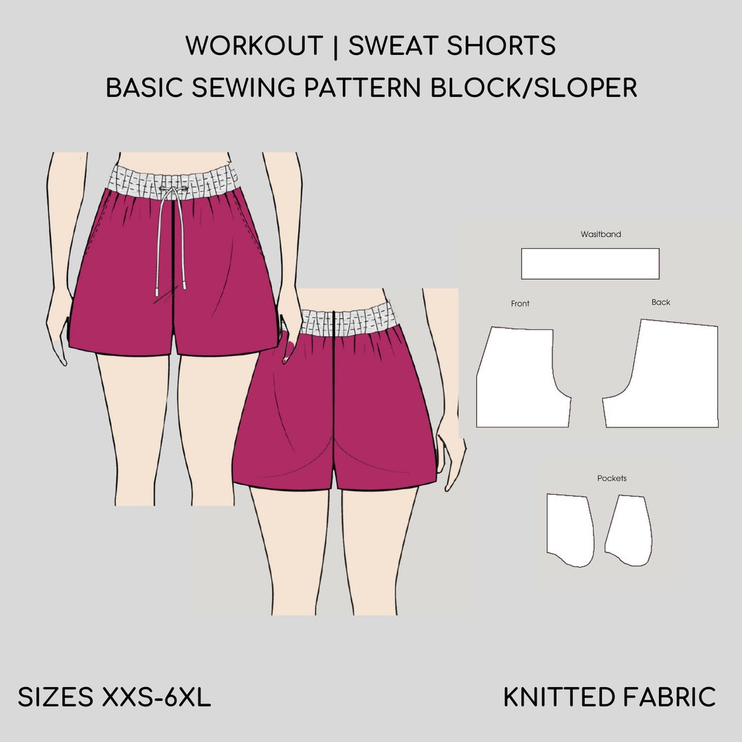 PDF Workout Sweat Shorts Printable Pdf Sewing Pattern Block Instant ...