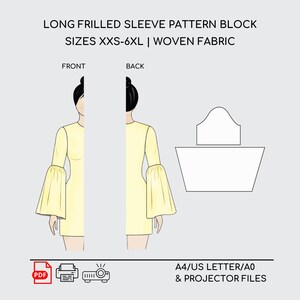 Pdf Frilled Sleeve Sewing Pattern Block | Easy Ruffle Sleeve Sewing ...