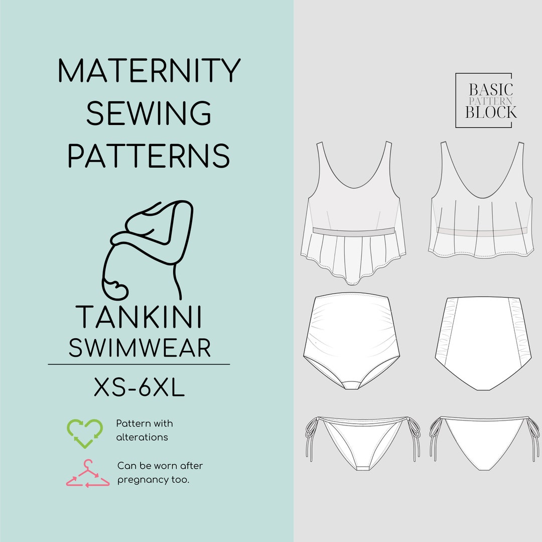 Maternity Pregnancy Swimwear Sewing Pattern Maternity Tankini Maternity ...