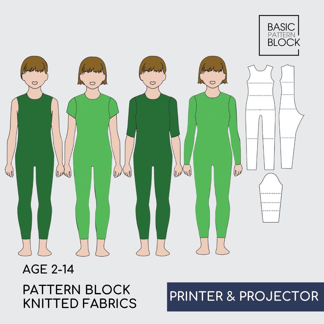 DF | Kids Seamless Bodysuit Sewing Pattern Block | Leotard Jumpsuit ...