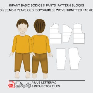 Pdf Infant Bodice & Pants Sewing Pattern Block/sloper, Newborn Sewing ...