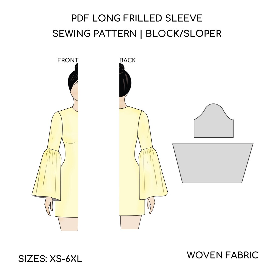Pdf Frilled Sleeve Sewing Pattern Block Easy Ruffle Sleeve Sewing ...