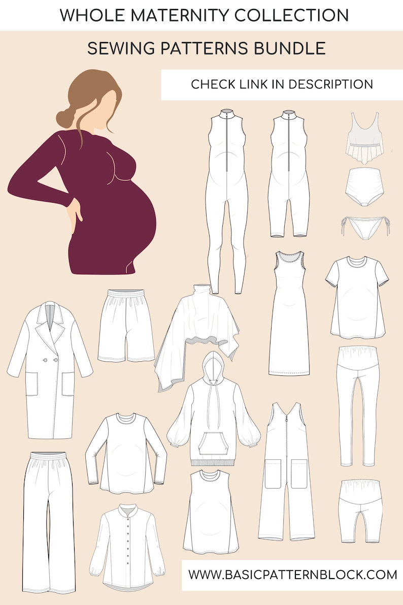 Maternity Bodysuit Sewing Pattern • Knitted Pregnancy Catsuit (PDF ...