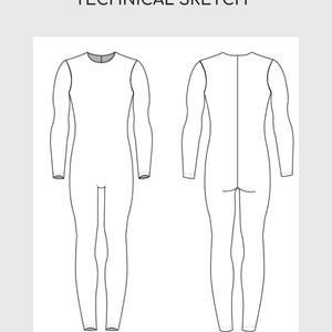 Men's Catsuit Sewing Pattern Block • Seamless Front Bodysuit (PDF ...