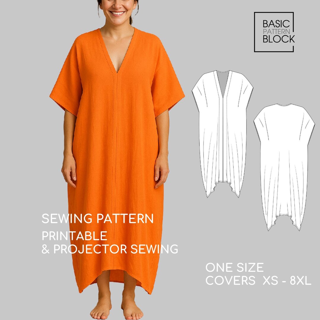 Caftan Dress Sewing Pattern | Stylish Maxi Kaftan Dress | Kaftan ...