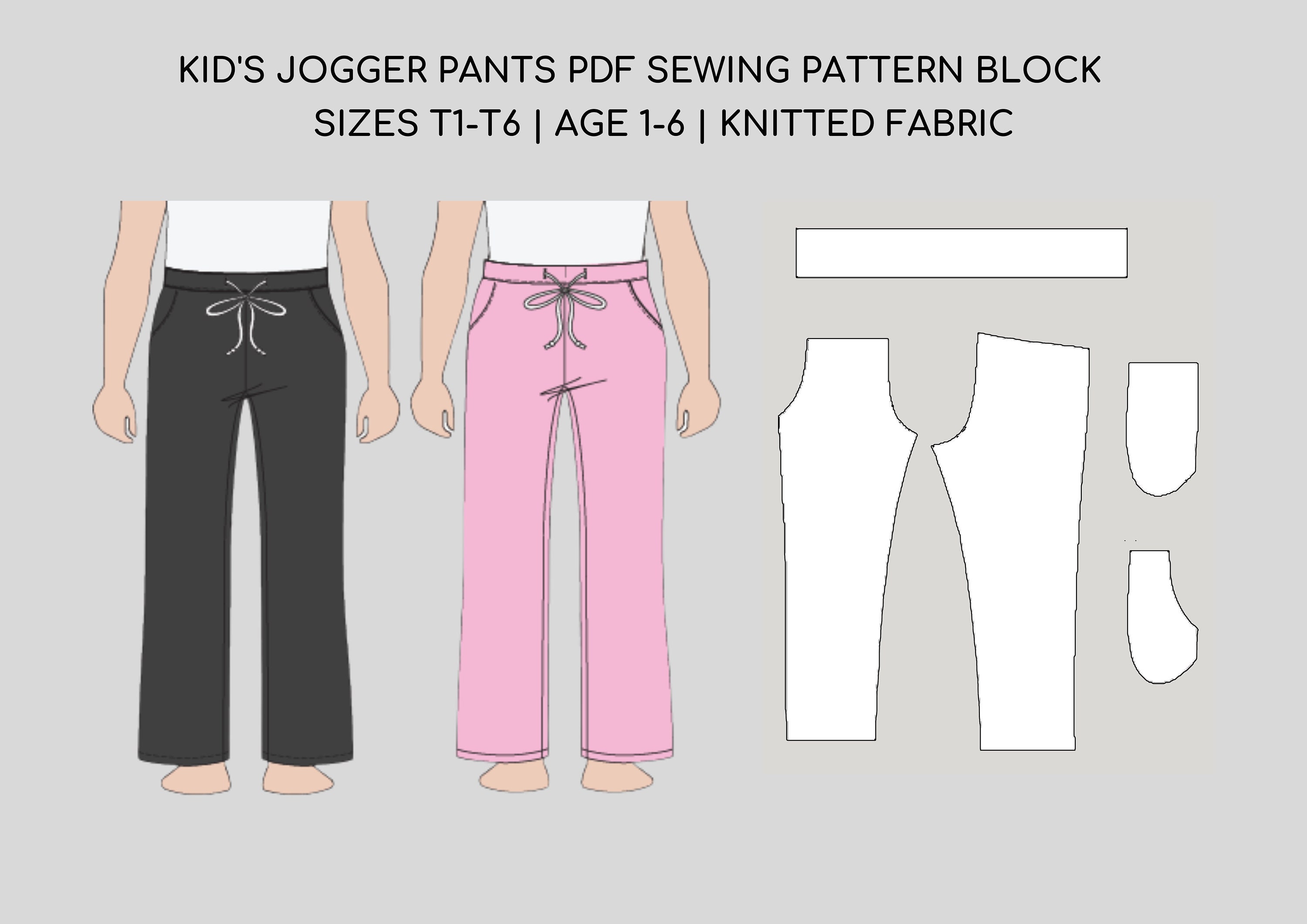Kid's Jogger Pants Printable Pdf Sewing Pattern Block - Etsy