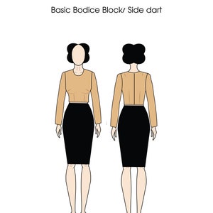Basic Bodice/torso Pdf Sewing Pattern Sloper/block | Basic Block With ...