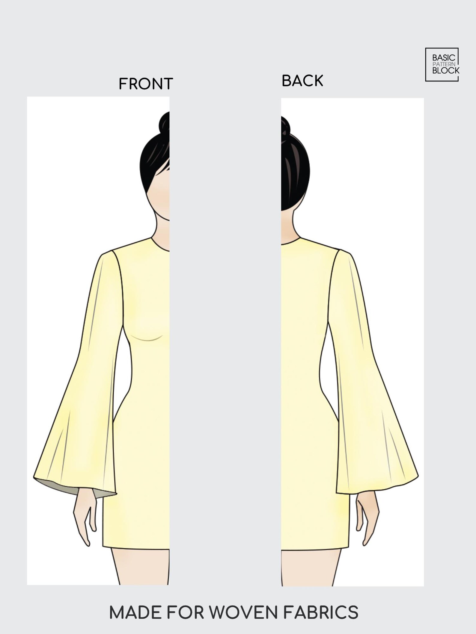 PDF Trumpet Sleeve Sewing Pattern Block (PDF Download) • Sizes XXS-6XL ...
