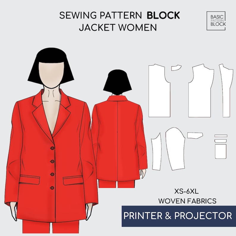 Oversized Women's Blazer • Sewing Pattern Sloper/ Block (PDF Download ...