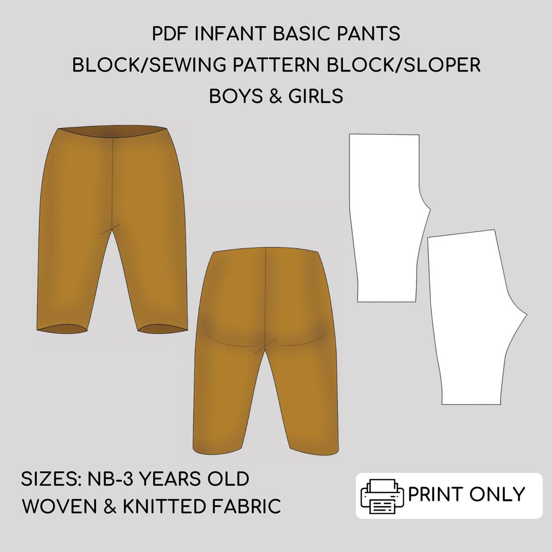 Pdf Basic Infant Pants Sewing Pattern Block, Baby Sewing Pattern, Girls ...
