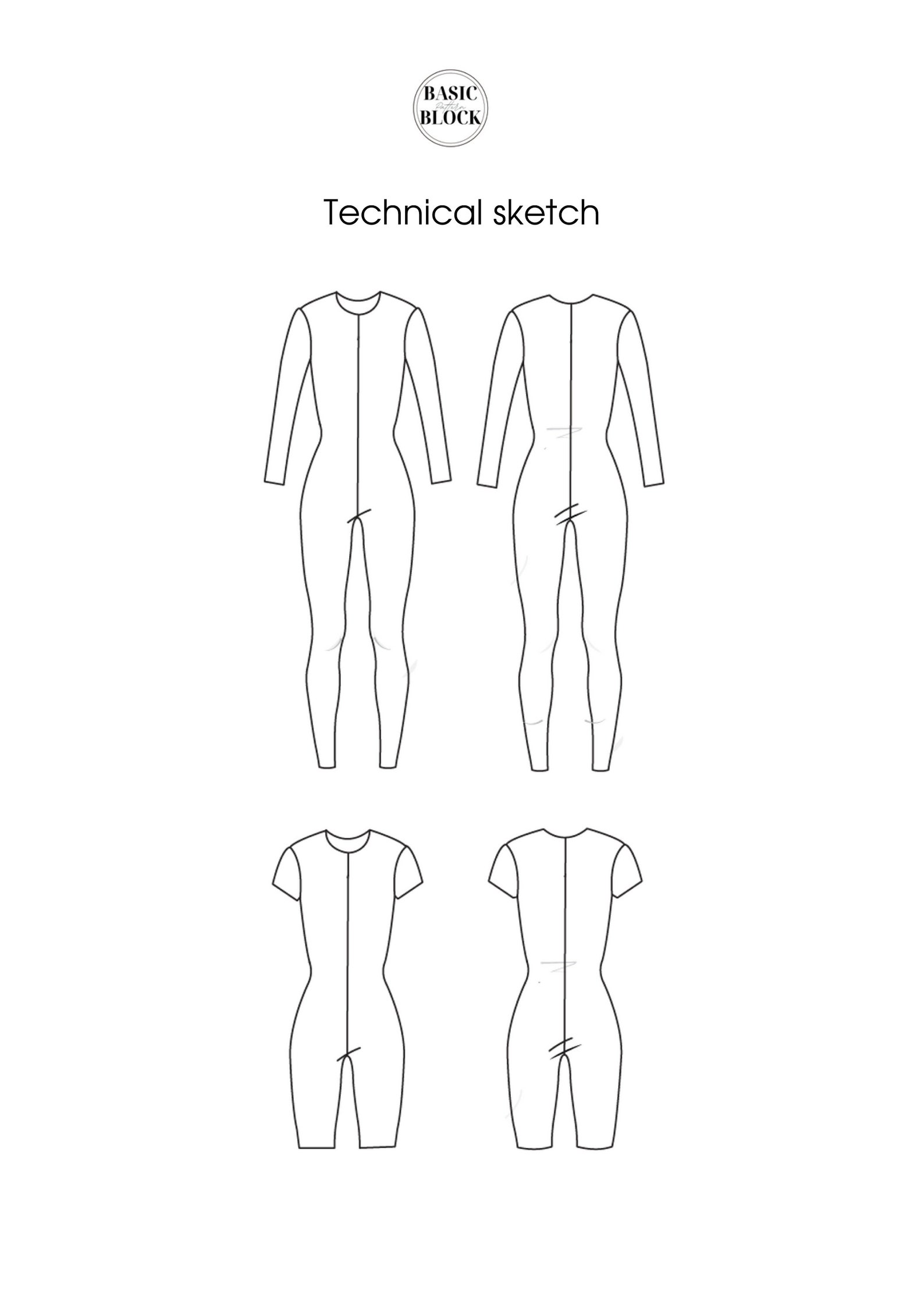 Catsuit Pdf Sewing Pattern Sloper/ Block Leotard Bodysuit - Etsy España