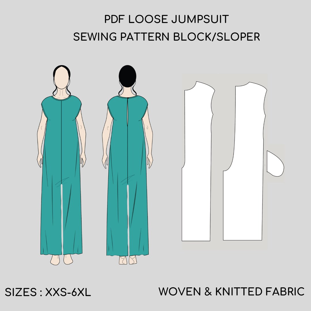 Pdf Loose Jumpsuit With Pockets, Romper Sewing Pattern Summer Day ...