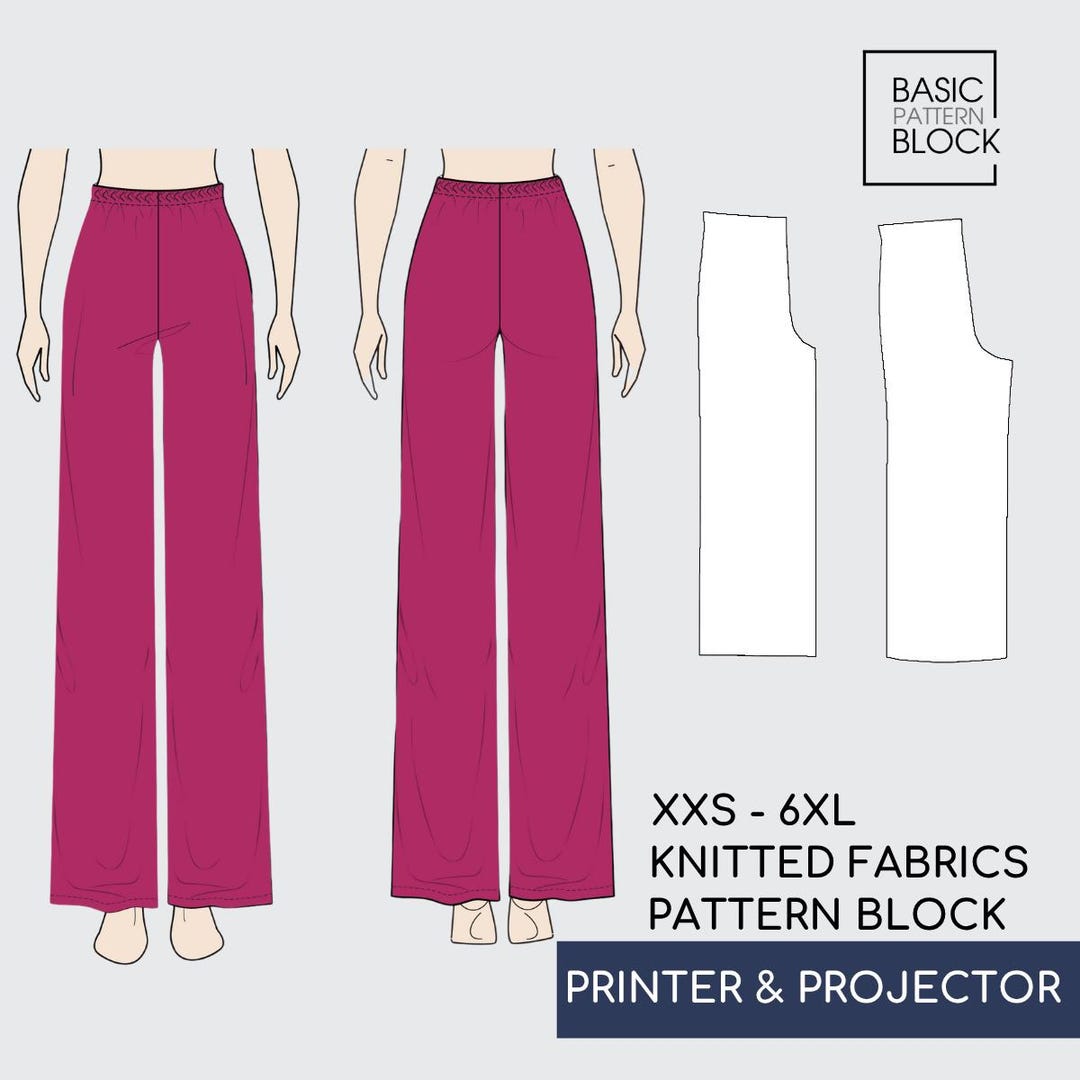 Wide Leg Pants/trousers Pdf Sewing Patterns Block for Women Sizes XXS ...
