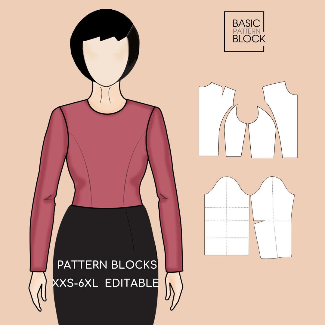 PDF Armhole Princess Seam Bodice Sewing Pattern Block/sloper, Princess ...