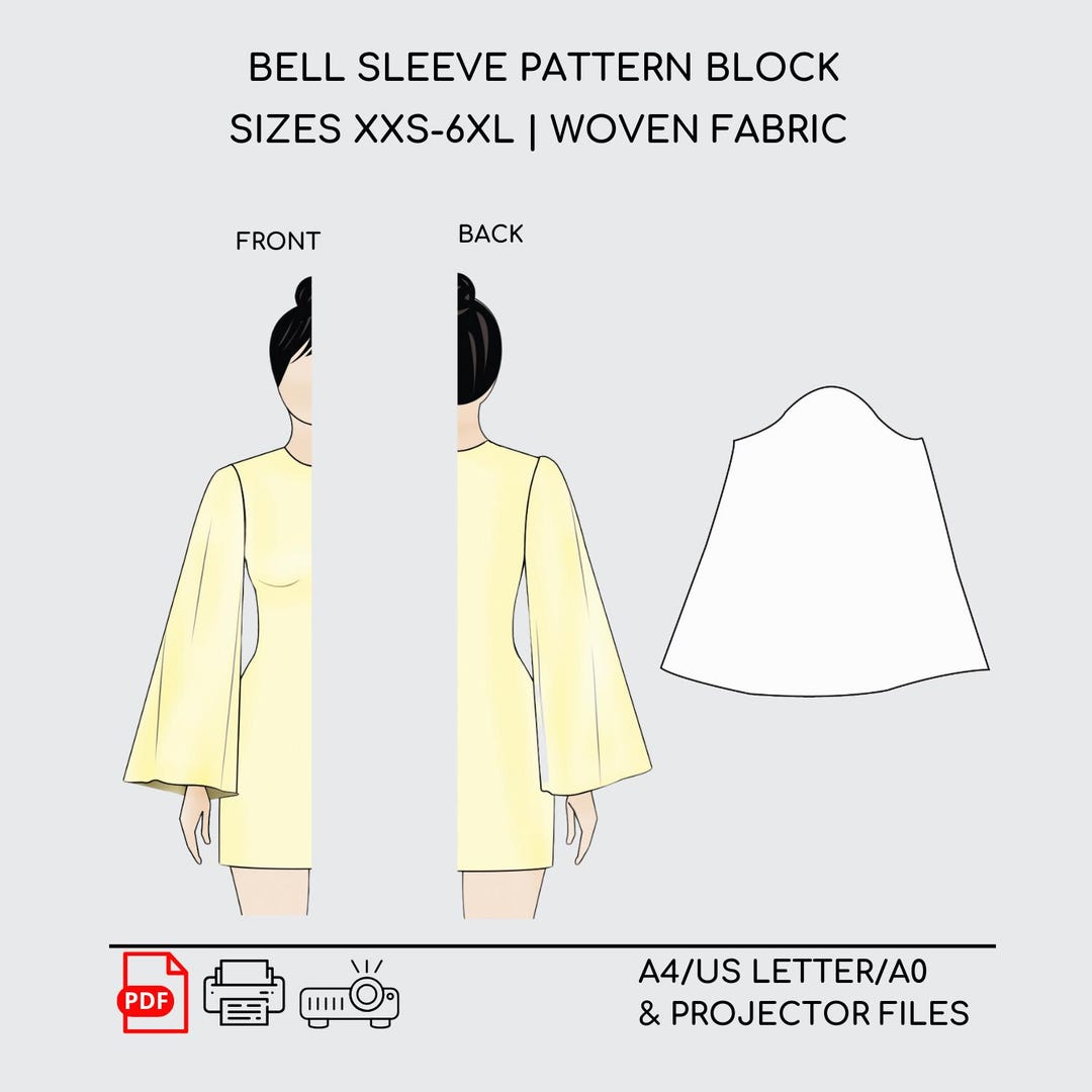 PDF Bell Sleeve Sewing Pattern Block | Sleeve Sewing Pattern | Basic ...