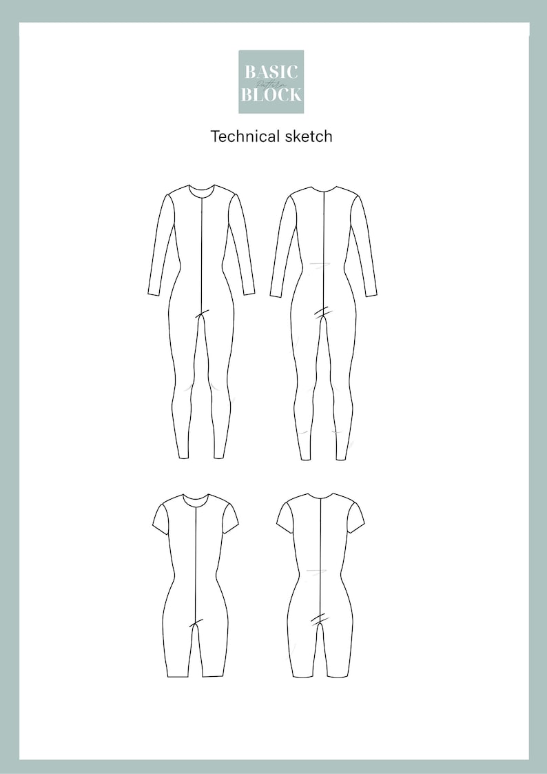 Catsuit Pdf Sewing Pattern Sloper/ Block Leotard Bodysuit - Etsy Finland