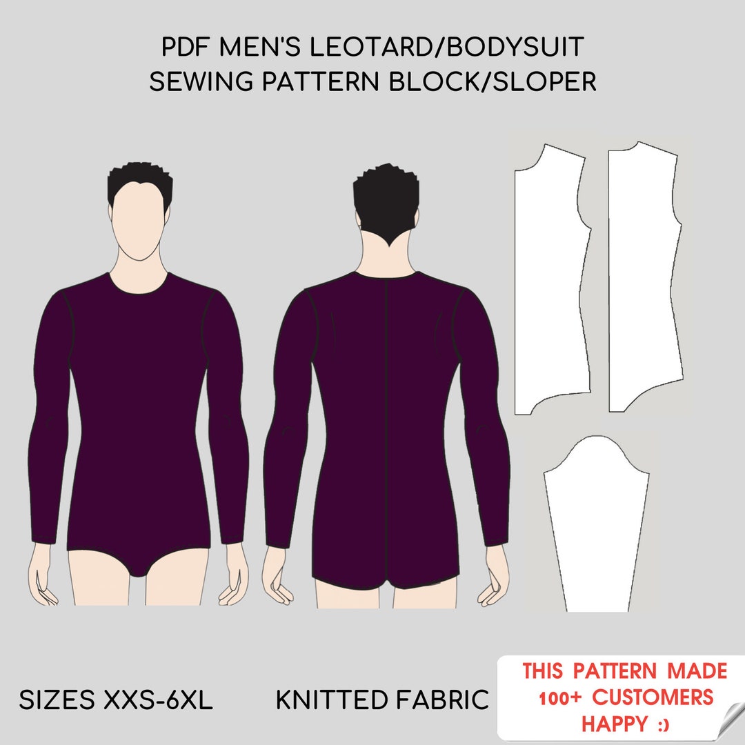 Pdf Men's Leotard, Men's Bodysuit Pattern Basic Men's Pdf Block Pattern ...