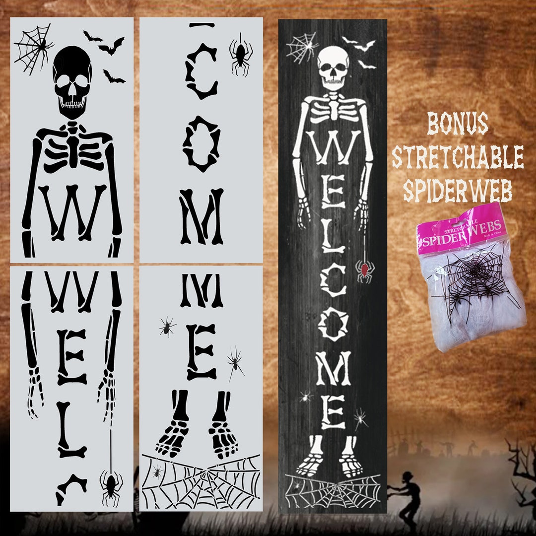 Reusable Halloween Skeleton Stencil - Halloween Stencil - Halloween ...