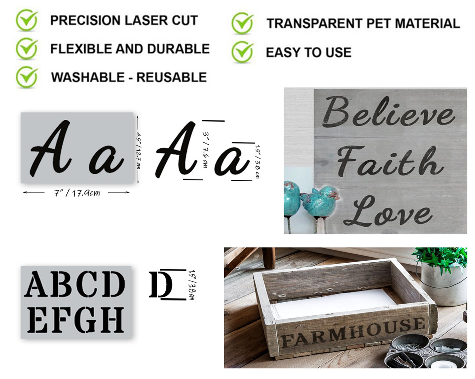 Alphabet Letter Stencils Letter Stencils Reusable Alphabet - Etsy