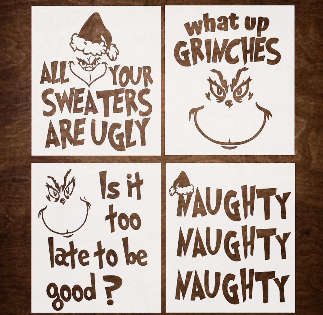 4 Grinch Christmas Holiday Stencils Grinch Stencil - Etsy