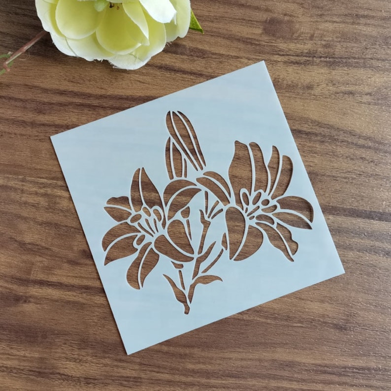LILY FLOWER Stencil 6x6 Flower Stencils - Etsy