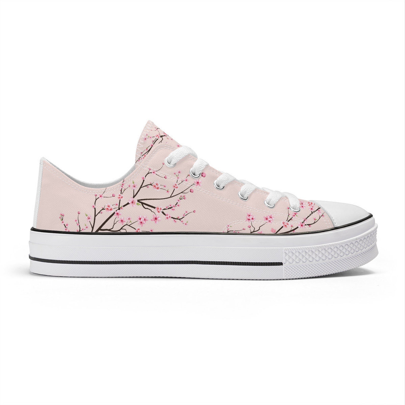 Rose Converse Style Cherry Blossom Low Tops, Original Sakura Shoes for ...
