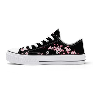 Converse Style Black Cherry Blossom Canvas Low Top Sneakers: Sakura ...