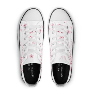 White Unisex Cherry Blossom Converse Style Low Tops, Original Sakura ...