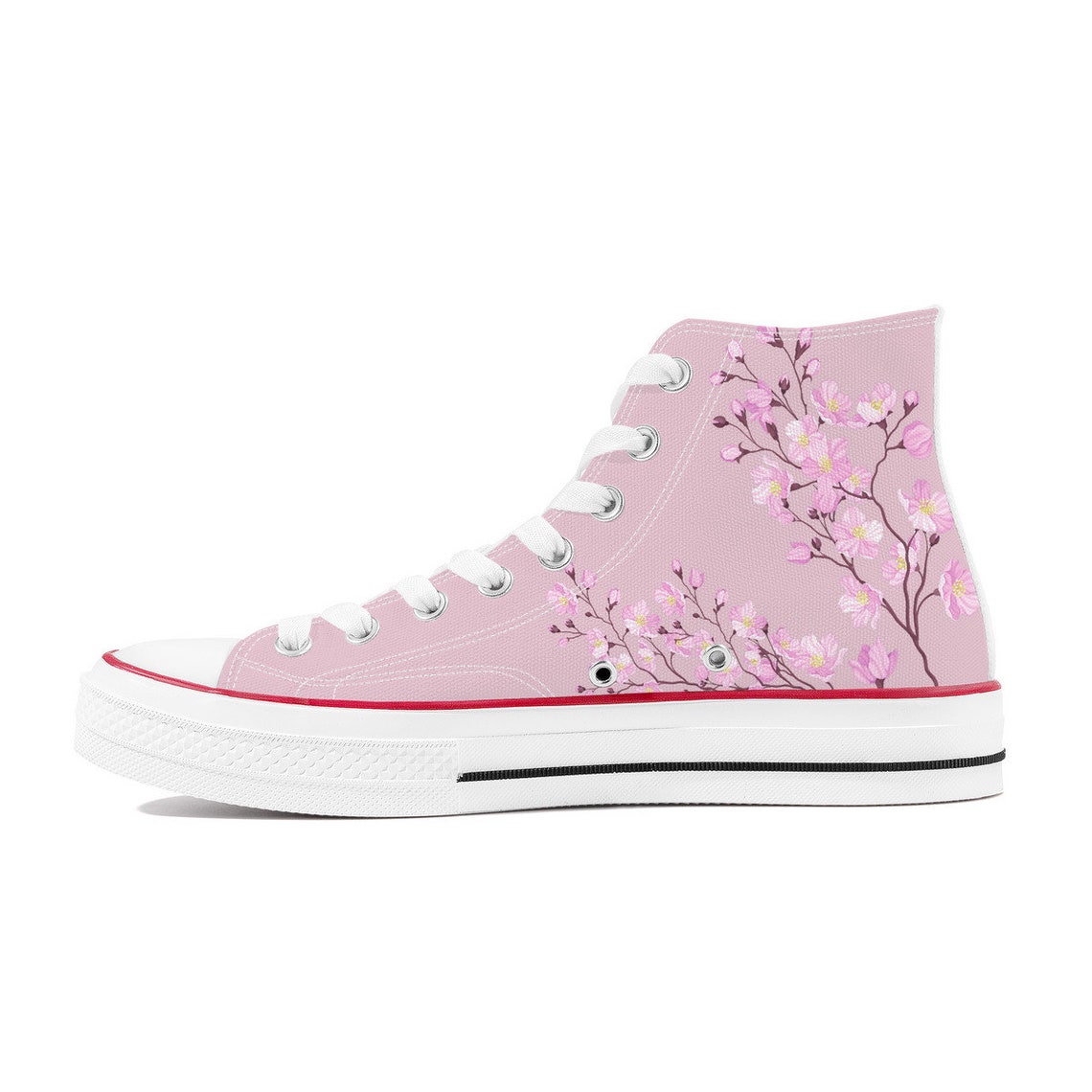 Pink Cherry Blossom Converse Style High Tops, Original Sakura Shoes for ...