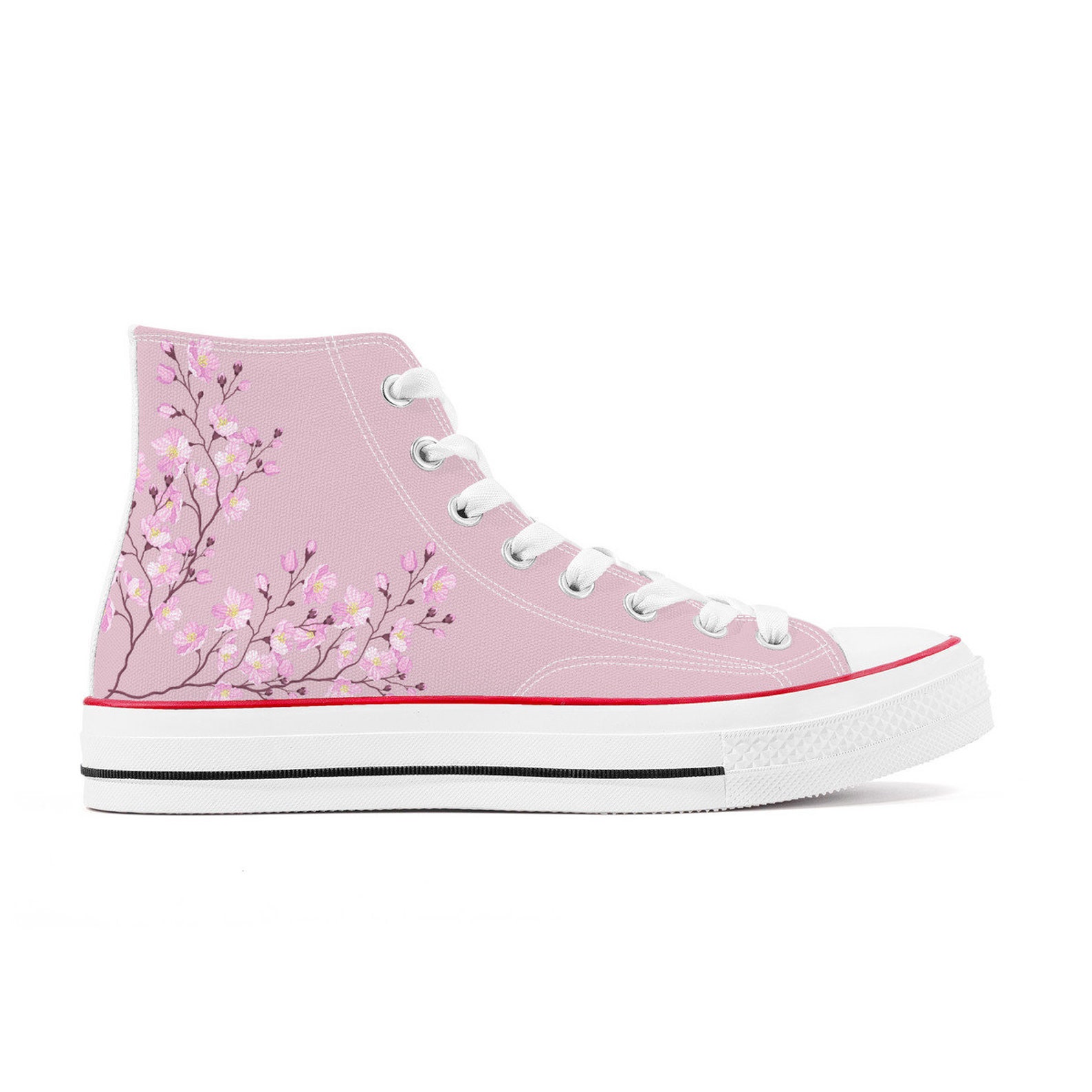 Pink Cherry Blossom Converse Style High Tops Original Sakura - Etsy