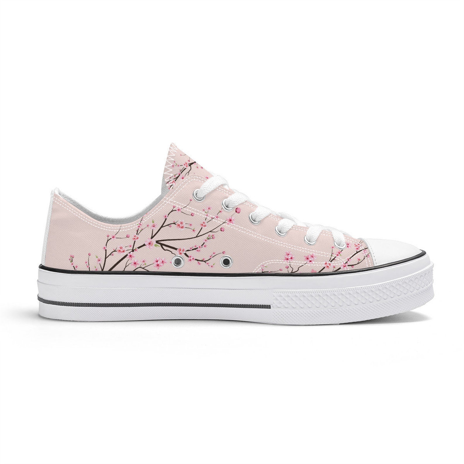 Rose Converse Style Cherry Blossom Low Tops, Original Sakura Shoes for ...