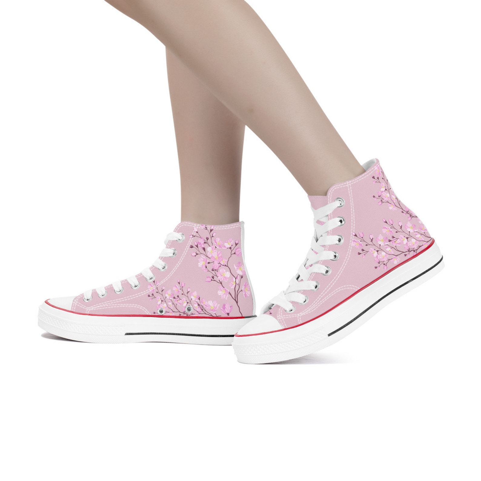 Pink Cherry Blossom Converse Style High Tops Original Sakura - Etsy