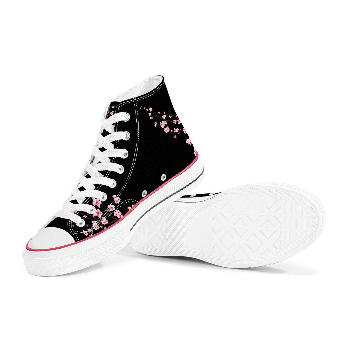 Black Wedding Converse Style Cherry Blossom High Tops, Original Sakura ...